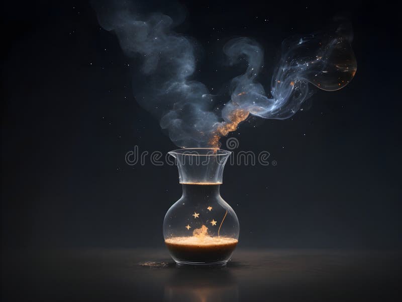 Beaker with Smoke, Dark Background Illustration Stock Illustration ...