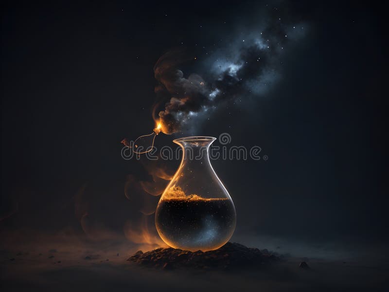Beaker with Smoke, Dark Background Illustration Stock Illustration ...