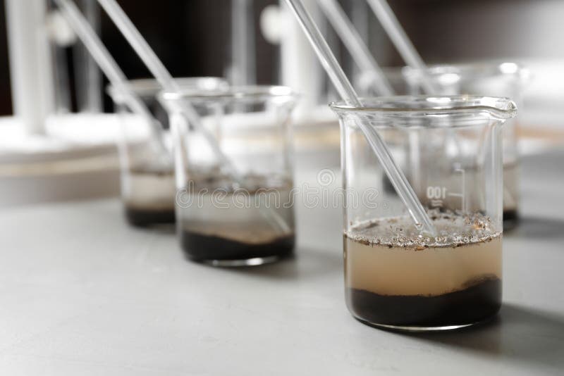 Beaker with Soil Extract on Table. Laboratory Analysis Stock Image ...