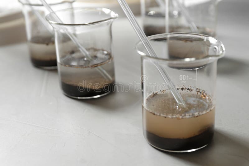 Beaker with Soil Extract on Table. Laboratory Analysis Stock Image ...