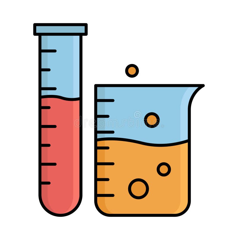 Beaker with Test Tube Isolated Vector Icon that Can Be Easily Modified ...