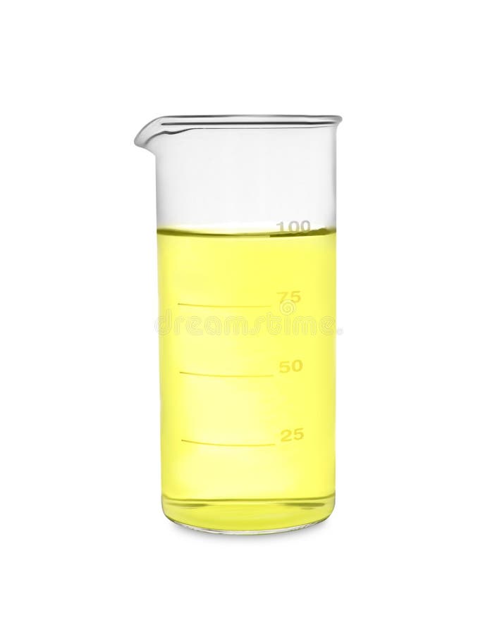 Beaker with Yellow Liquid Isolated Stock Image - Image of biotech ...