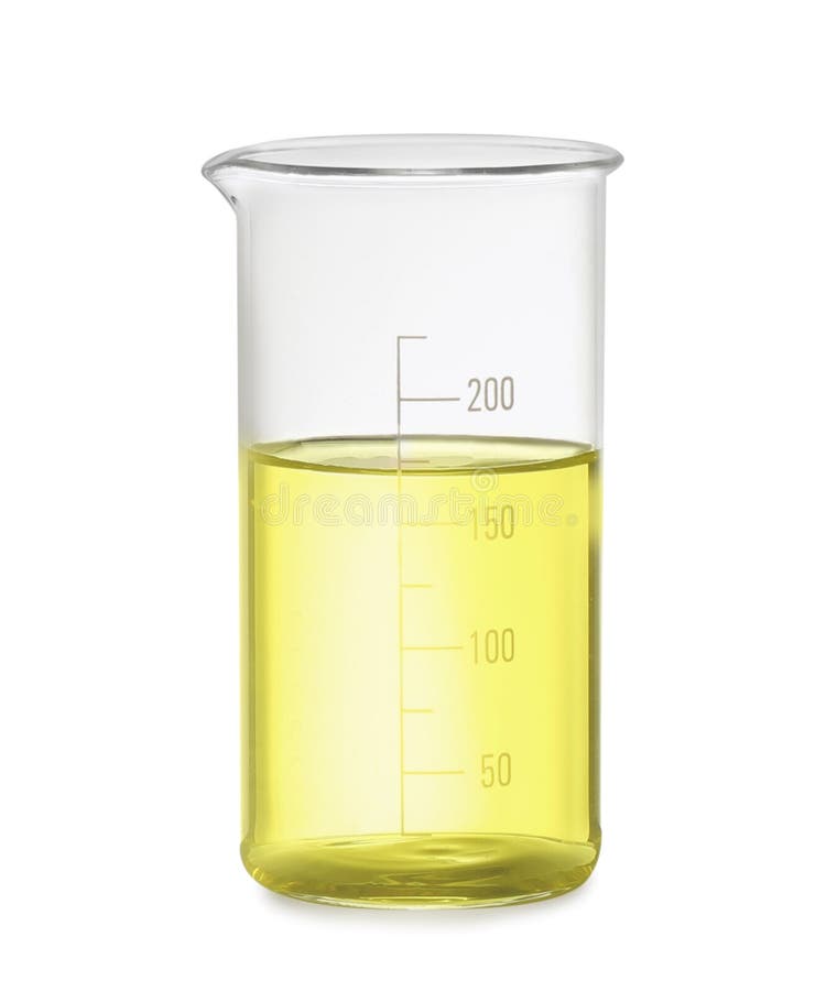 Beaker with Yellow Liquid Isolated Stock Image - Image of biotech ...