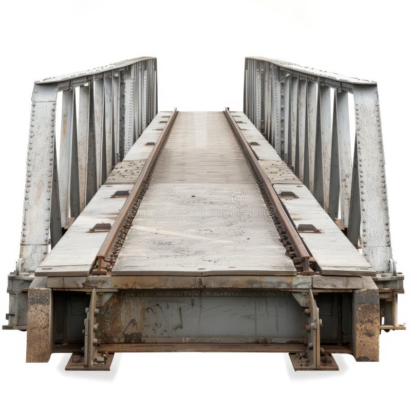 Beam Bridge with Weathered Metal Rails and Concrete Surface on Isolated ...