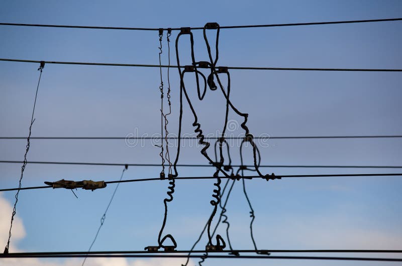 The beam catenary wires stock image. Image of cable, voltage - 24191759