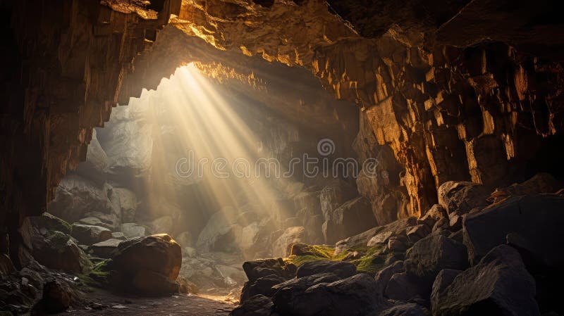 Beam cave light stock illustration. Illustration of serenity - 373595273