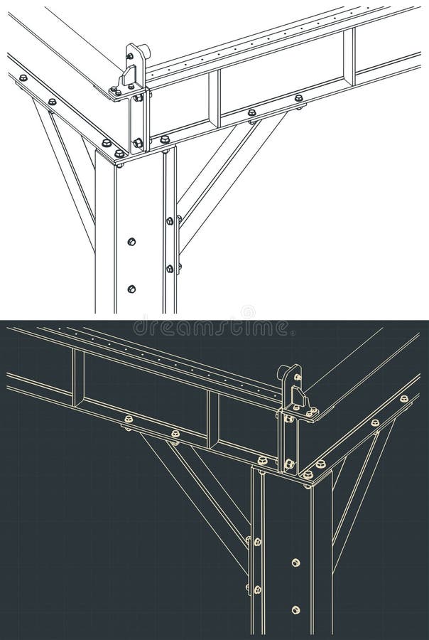 Beam Connections Isometric Blueprints Stock Vector - Illustration of ...