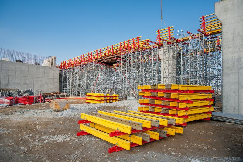 Beam formwork and crane stock photo. Image of wall, pushpull - 259444552