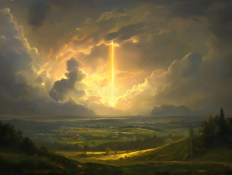 Dramatic Sky, Light Beam, Orange and Brown Tones, Intense Light ...