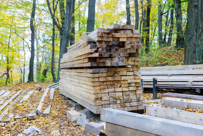 Large Wooden Beams Timber Frame Interior View of a House Under ...