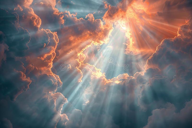 A Beam of Light Breaking through the Clouds, Sky Background, God Rays ...