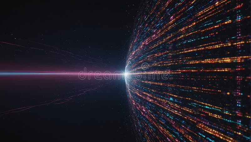 Beam of Light in Central Point Splits into Millions of Rays Symbolizing ...