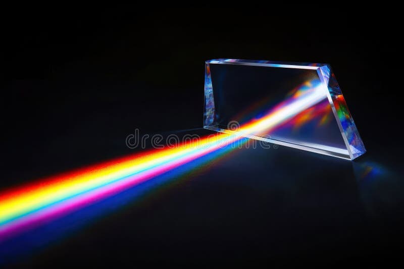 Beam of Light Creating Rainbow Spectrum through Glass Prism on Black ...