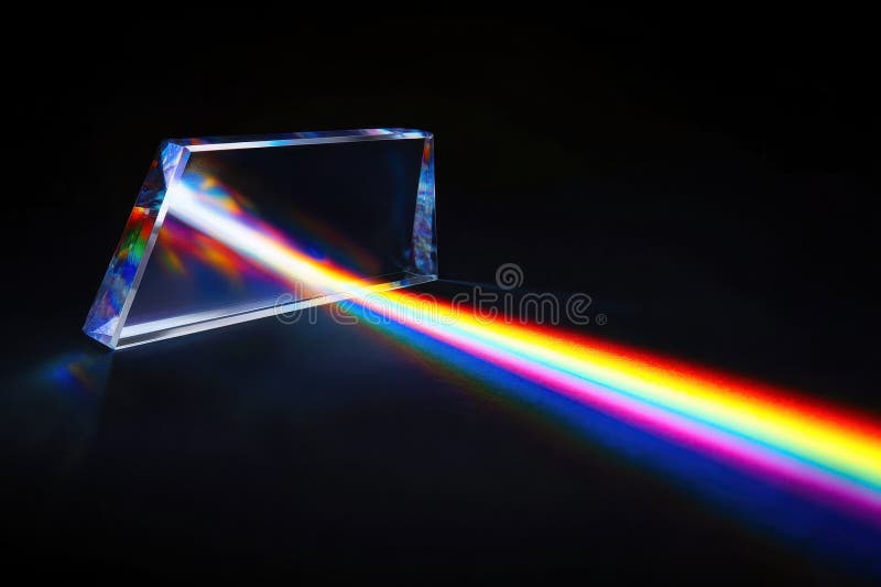 Beam of Light Creating Rainbow Spectrum through Glass Prism on Black ...