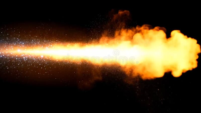 Beam of Light and Fire with Sparks Flying Across a Black Background ...