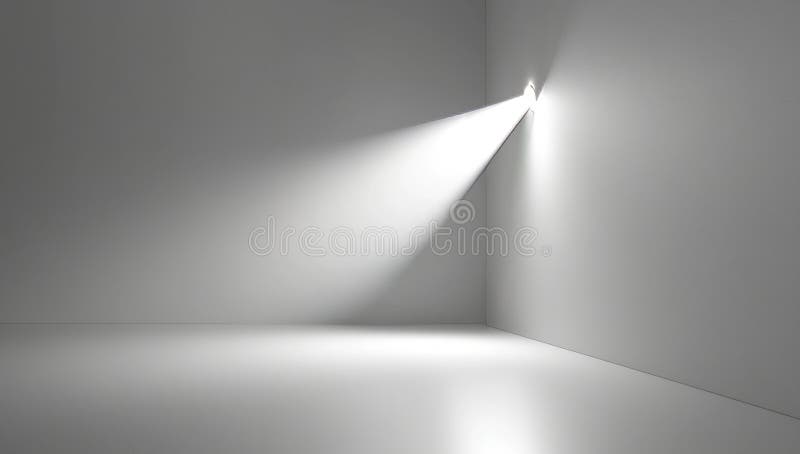 A Beam of Light Shines on a Minimalist Grey Background in a Studio ...