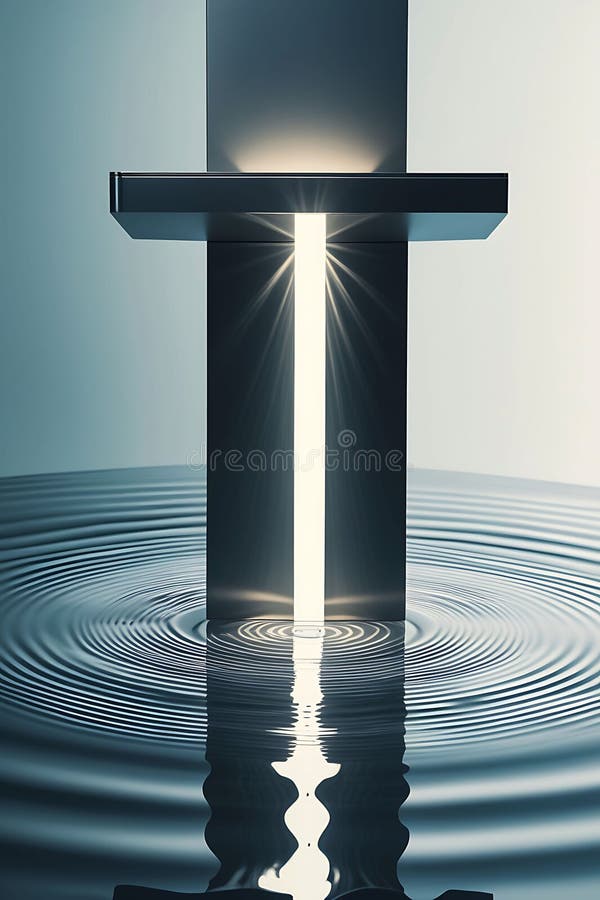 A Beam of Light Shining through a Dark Structure Reflected in Rippling ...