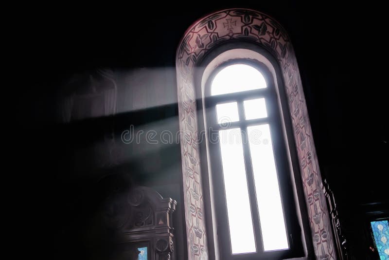 A Beam of Light through the Window in the Church Stock Image - Image of ...