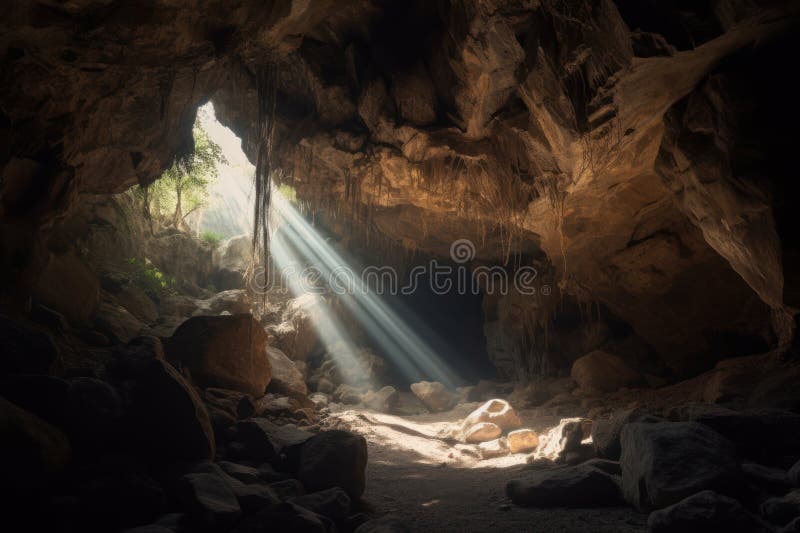 A Beam of Sun Light Illuminates the Cavegenerative Ai Stock ...