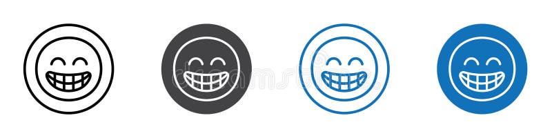 Beaming Face Icon Flat Editable Icon Mark Set Stock Vector ...