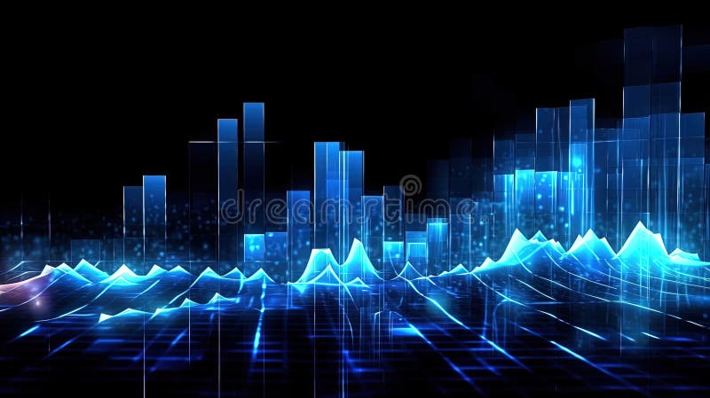 Beams of Blue Light Abstract Analytics Chart Pattern Trending Upwards ...