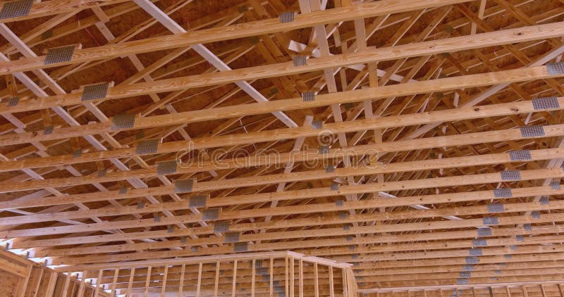 Beams Framing Wooden Trusses Framework Built for a New House Stock ...