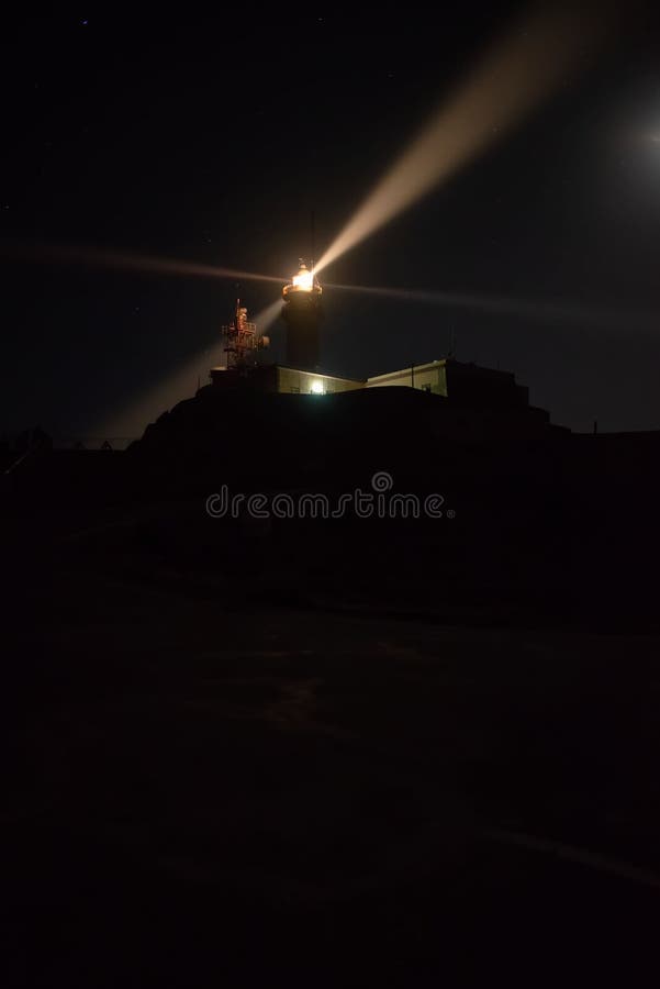 Beams of Light from a Lighthouse at Night Stock Image - Image of dusk ...