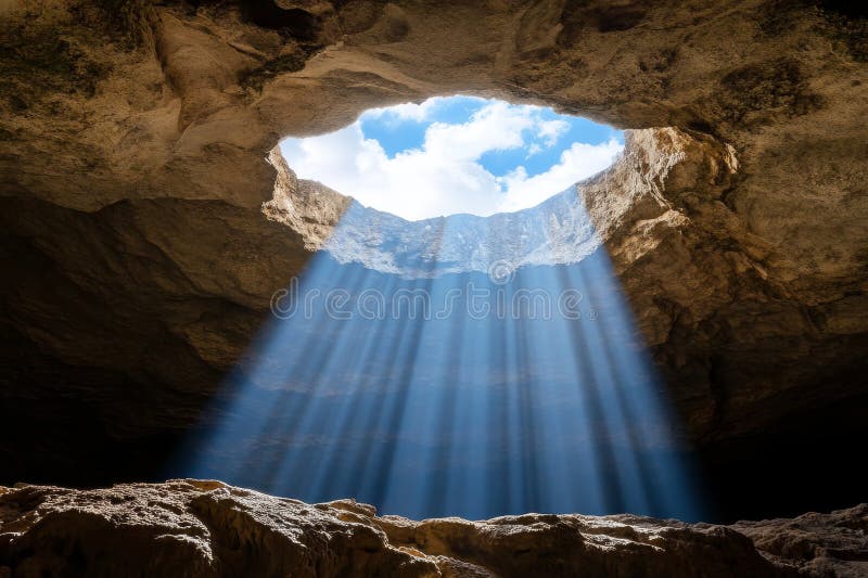 Beams of Light Shine through Cave Opening Hope Discovery Breakthrough ...