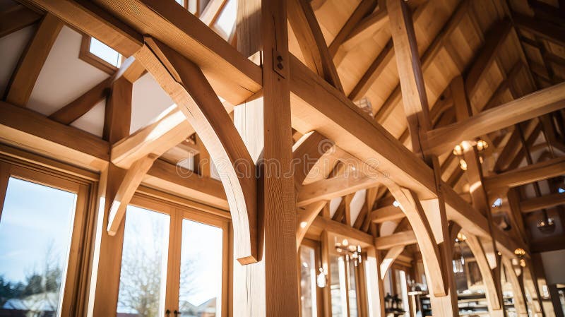 Beams Residential Timber Frame Stock Illustration - Illustration of ...