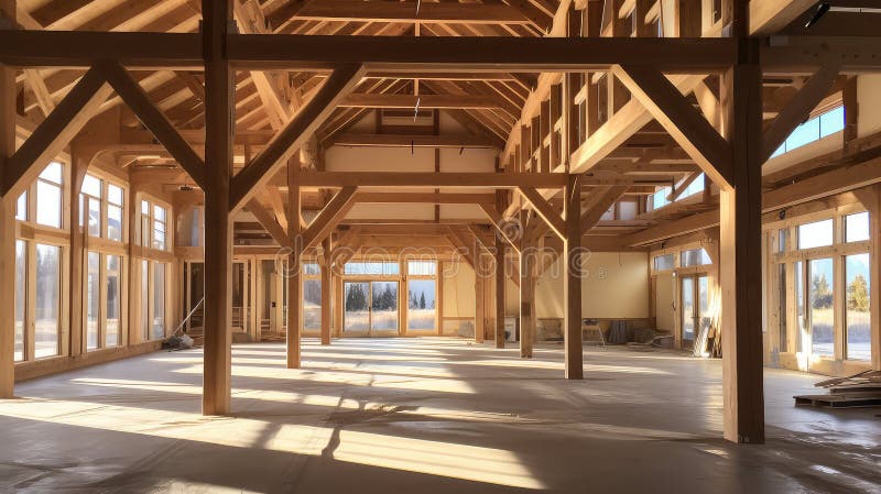 Beams Unfinished Timber Frame Stock Illustration - Illustration of ...