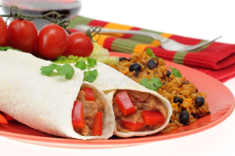 Bean Burrito stock photo. Image of burrito, rice, vegetarian - 8793562
