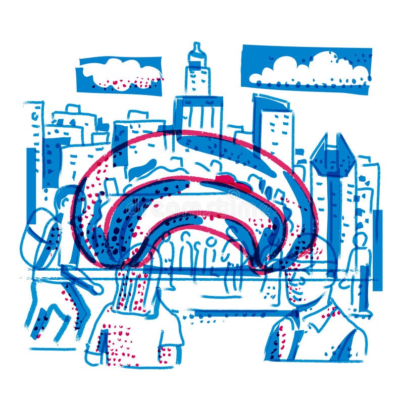 Chicago Bean Skyline Drawing