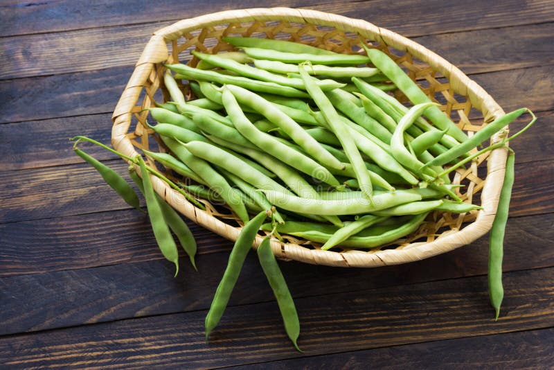 Bean Pods in Wicker Baskets. Stock Image - Image of bean, food: 238564297