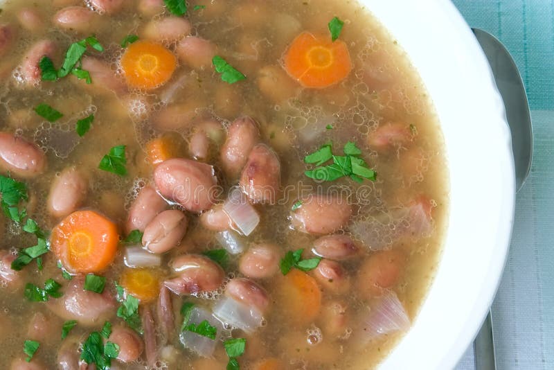 Closeup of white bean soup stock image. Image of cloth - 38643051