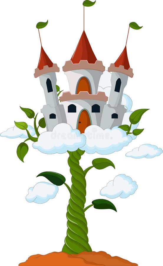 Bean Sprout with Castle in the Clouds Cartoon Stock Illustration ...