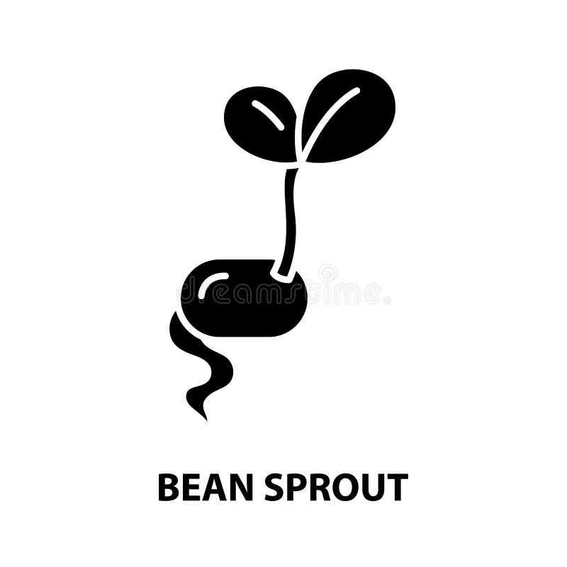 Bean Sprout Symbol Icon, Black Vector Sign with Editable Strokes ...