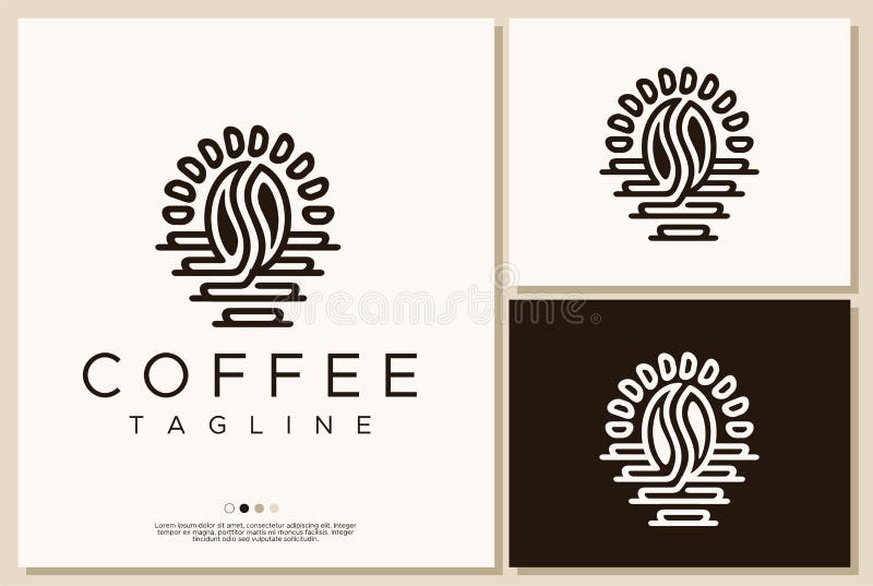 Bean Sun Logo Design. Coffee Bean Logo Brand. Coffee Logo Design Stock ...