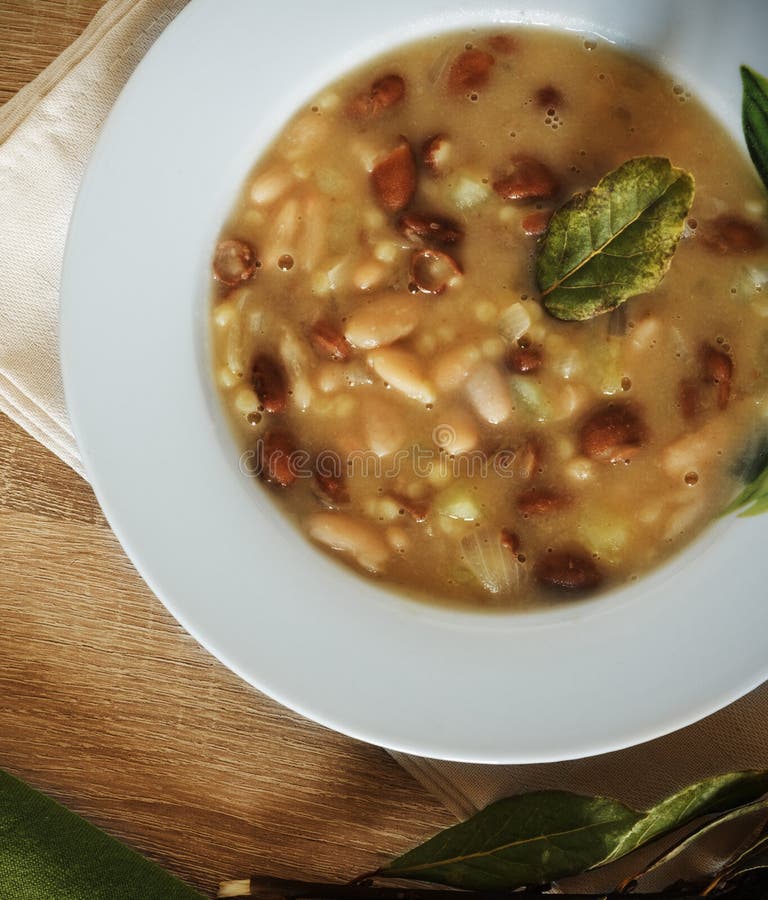 Beans and Fregola Soup on Rustic Table Stock Photo - Image of gruel ...
