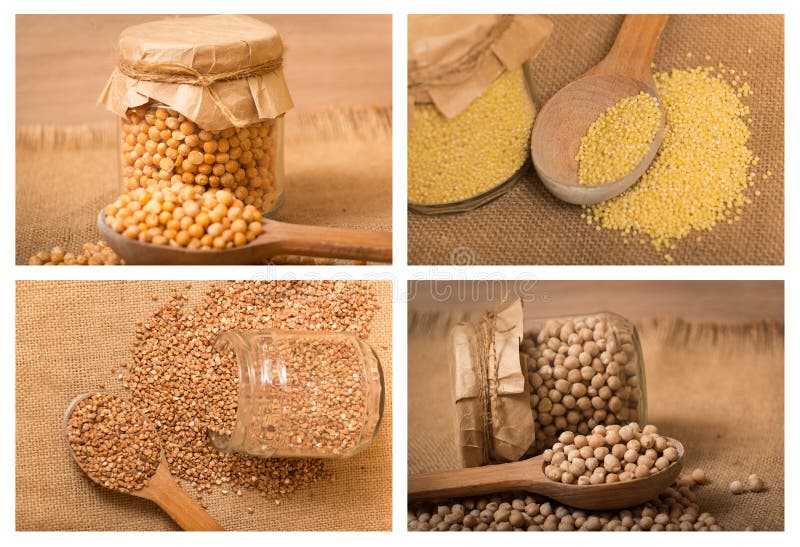 Collage from grain stock image. Image of chick, bean - 58302685