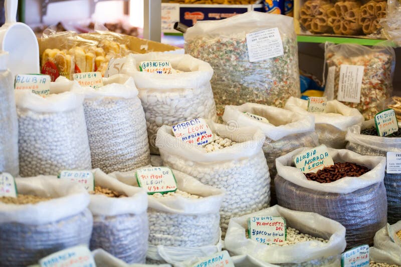 Beans and Peas in Local Market, Spain Stock Image - Image of color ...