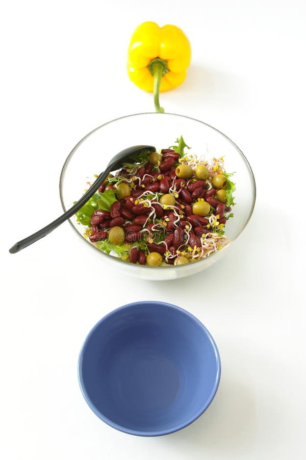 Beans Salad, Germs and Yellow Pepper Stock Image - Image of slim ...