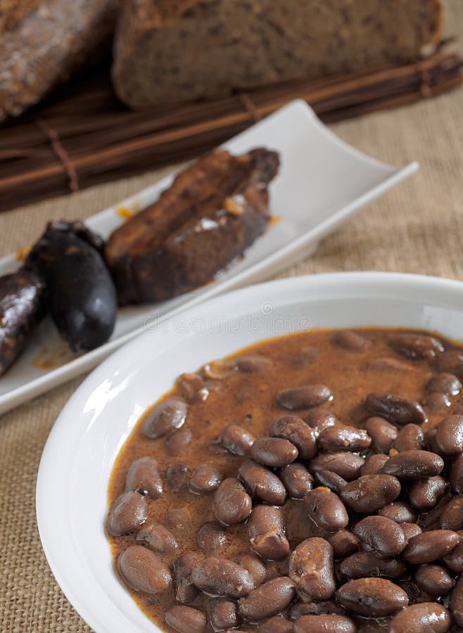Beans with Sausage and Black Pudding Stock Photo - Image of meal ...