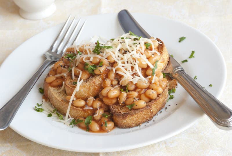 Beans on toast stock photo. Image of culinary, cheese - 19346222