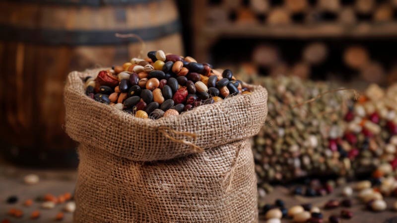 Beans Variety in Canvas Sack Stock Photo - Image of produce, meal ...