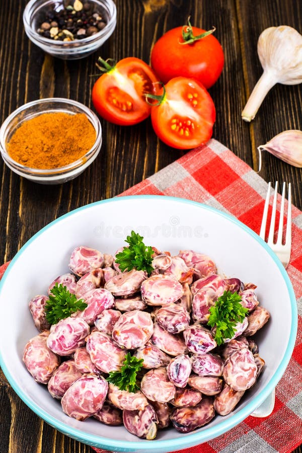 Beans in Yoghurt and Tomato Sauce Stock Image - Image of vegetarian ...