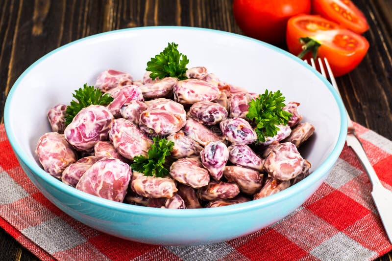 Beans in Yoghurt and Tomato Sauce Stock Photo - Image of vegetable ...