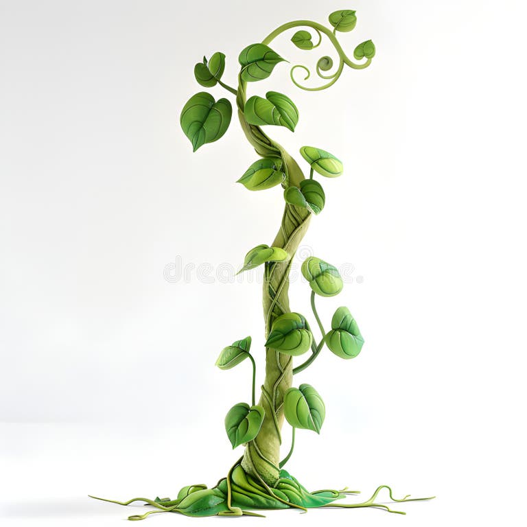Beanstalk Grown from Magic Beans, White Background Stock Illustration ...