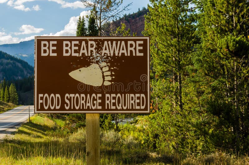 Bear Aware Sign in Remote Area Stock Photo - Image of sign, bear: 55115984