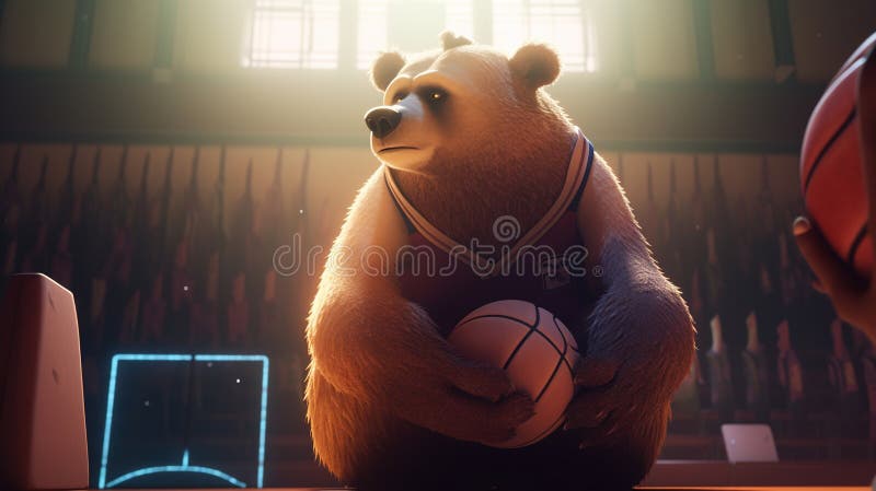 Bear Basketball, Digital Art Illustration, Generative AI Stock ...