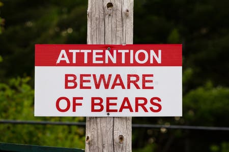 Bear Beware Sign stock image. Image of notice, sign, warning - 20031313